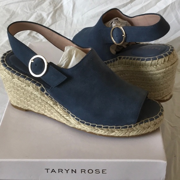 Taryn Rose | Shoes | Blue Suede Taryn Rose Wedge | Poshmark